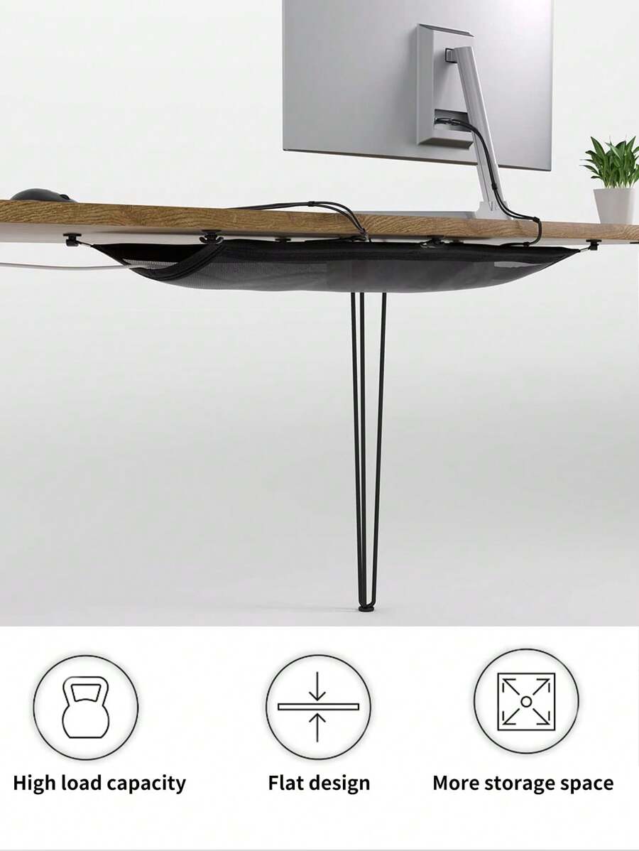 1 Set Desk Cable Management Net, Under Desk Cable Tray Organizer ...