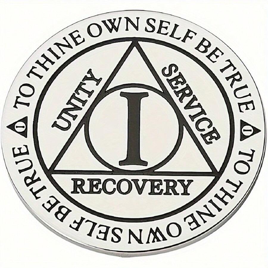1pc Double Sides Engraved Stainless Steel 1 Year Sobriety Coin ...