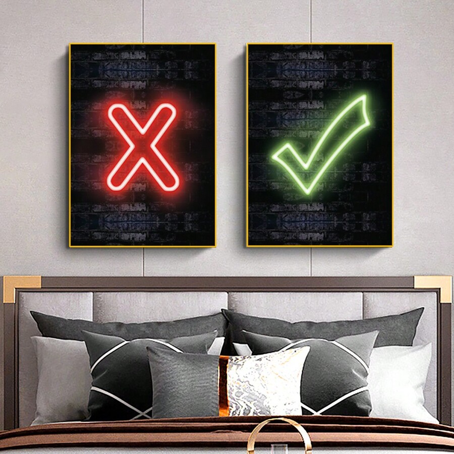 Right And Wrong Literary Symbols Exclamation Mark Question Mark, Neon ...