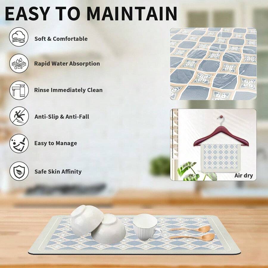 Dish Drying Mat For Kitchen Counter, Heat Resistant Drainer Mats With ...