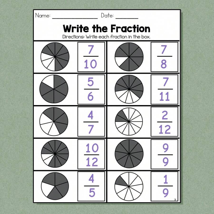 24 Pages Fractions Math Workbook Math For Kindergarten And Preschoolers ...