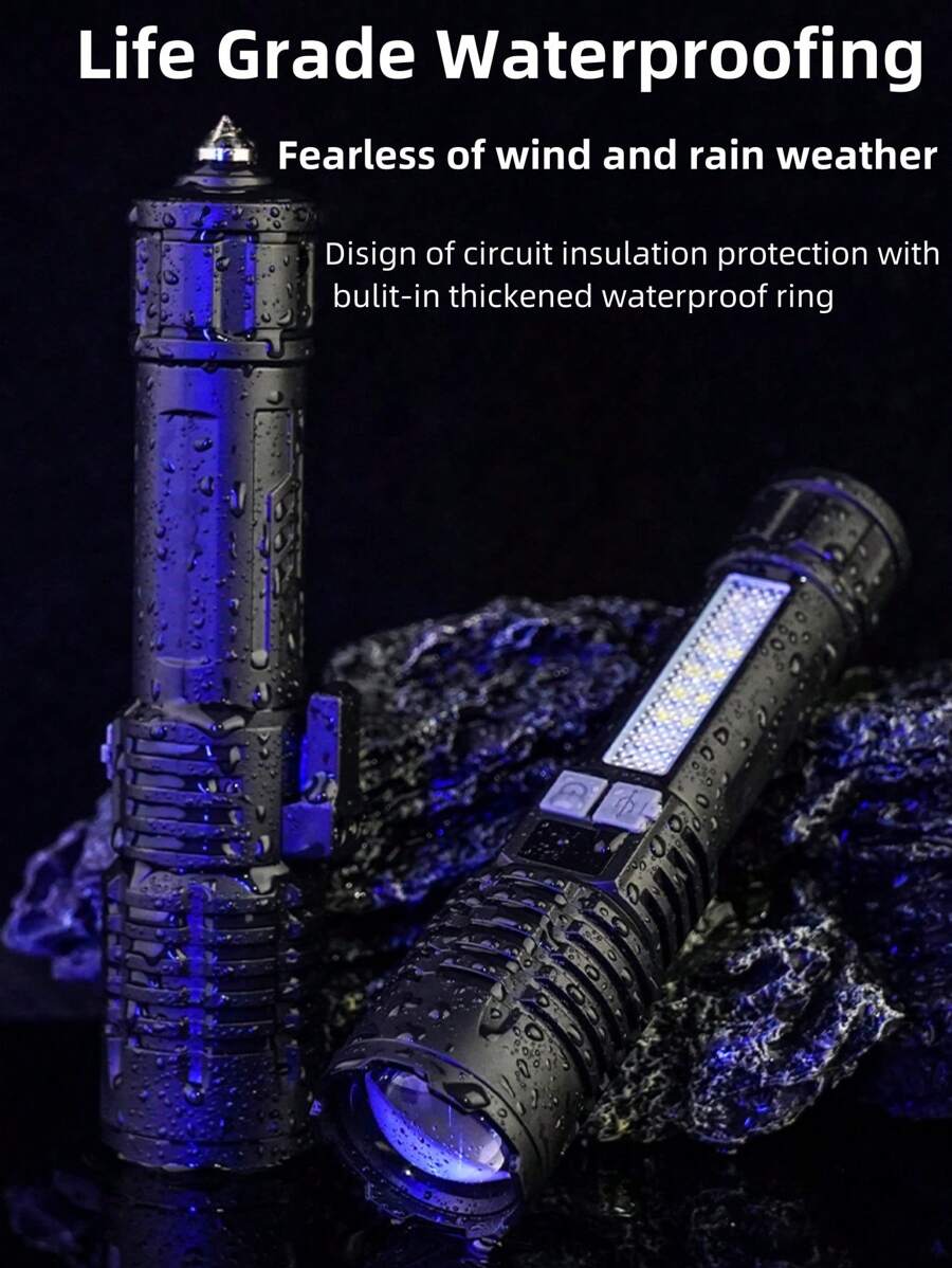 1pc New Upgrade Rechargeable LED Flashlight With Digital Display ...