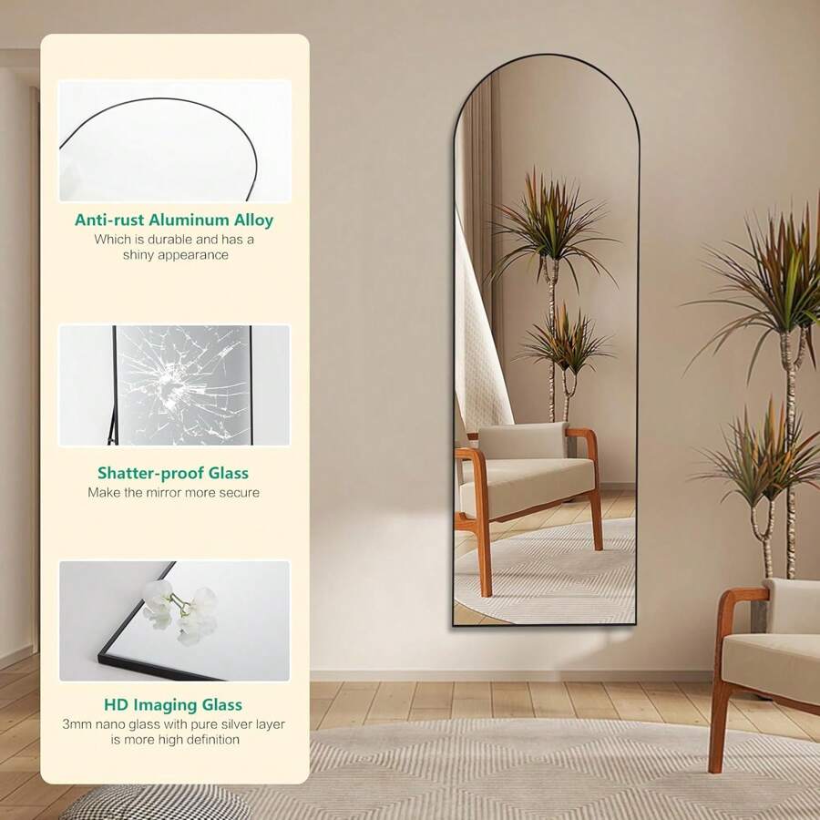 Arched Full Body Mirror Floor Mirror - 64 X 21 Inch Full Length Mirror ...