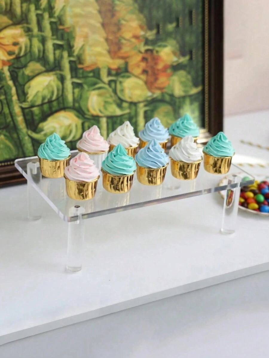 Acrylic Cake Stand Clear Round Tiered Cupcake Display Stand Wedding ...