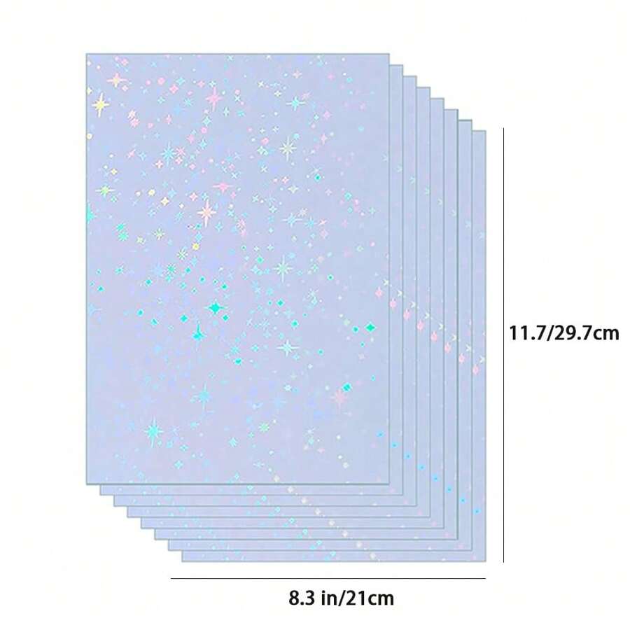 A4 20 Sheets Sparkle Holographic Clear Vinyl Cold Laminated Film ...