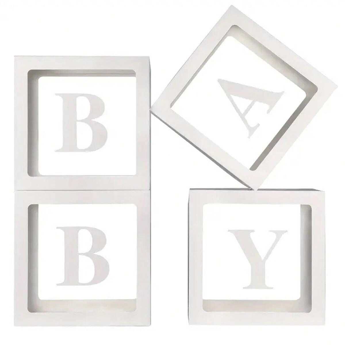 4 Pieces, Box With Letters, White Transparent Square Box, Transparent ...