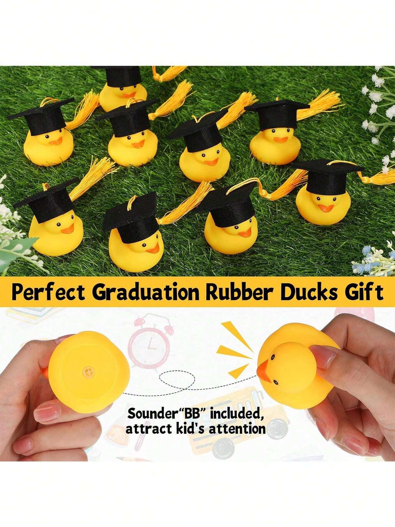 5 Sets (5 Yellow Ducks + 5 Graduation Caps) Graduation Themed Party ...