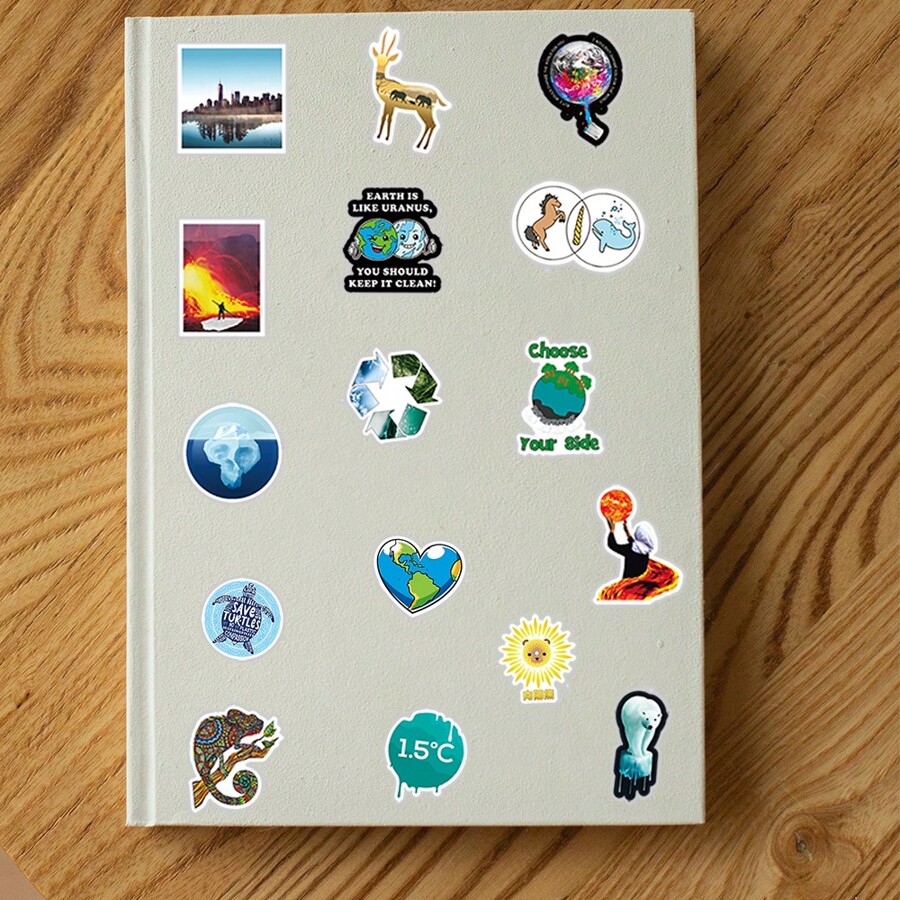 50pcs/Pack Global Warming Stickers, Cute Cartoon Aesthetic Decals For ...