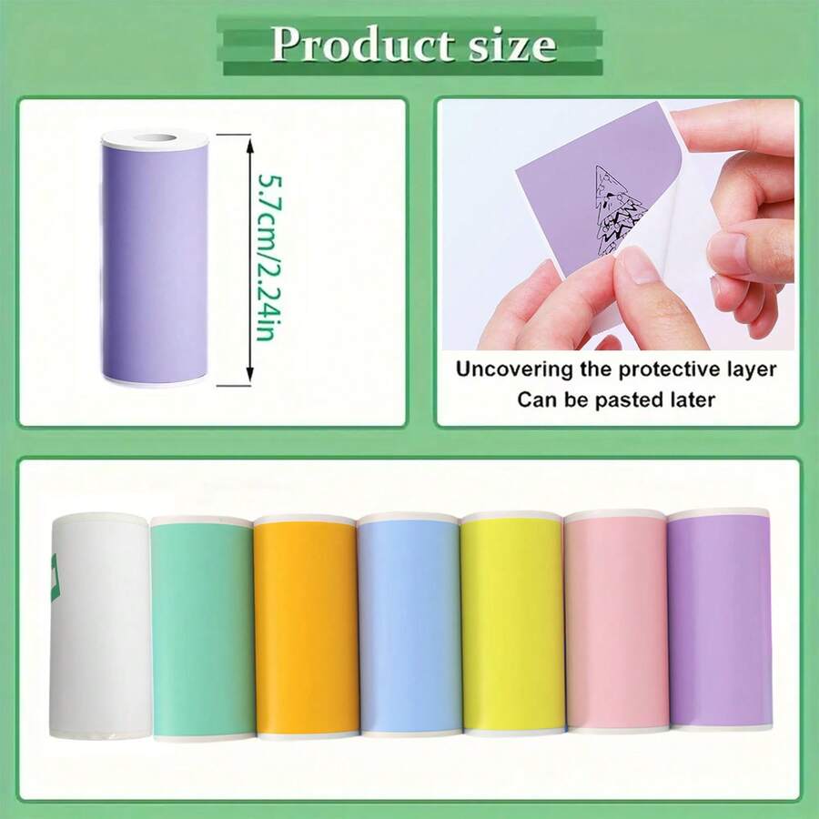 Mini Thermal Printer Sticker, Non-Drying Adhesive Thermal Sticker ...