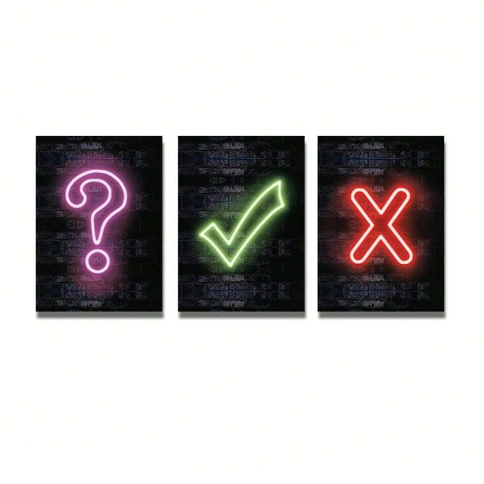 Right And Wrong Literary Symbols Exclamation Mark Question Mark, Neon ...