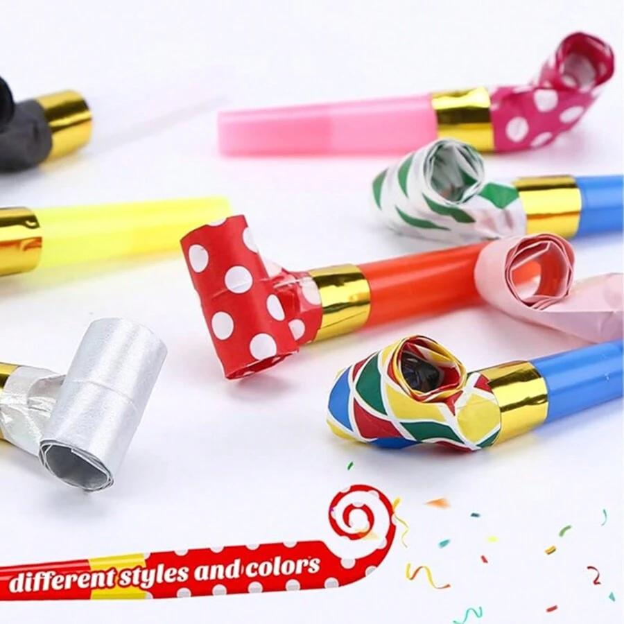 12pcs Party Air Blaster Noise Maker, Cheer Whistle, Colorful Birthday ...