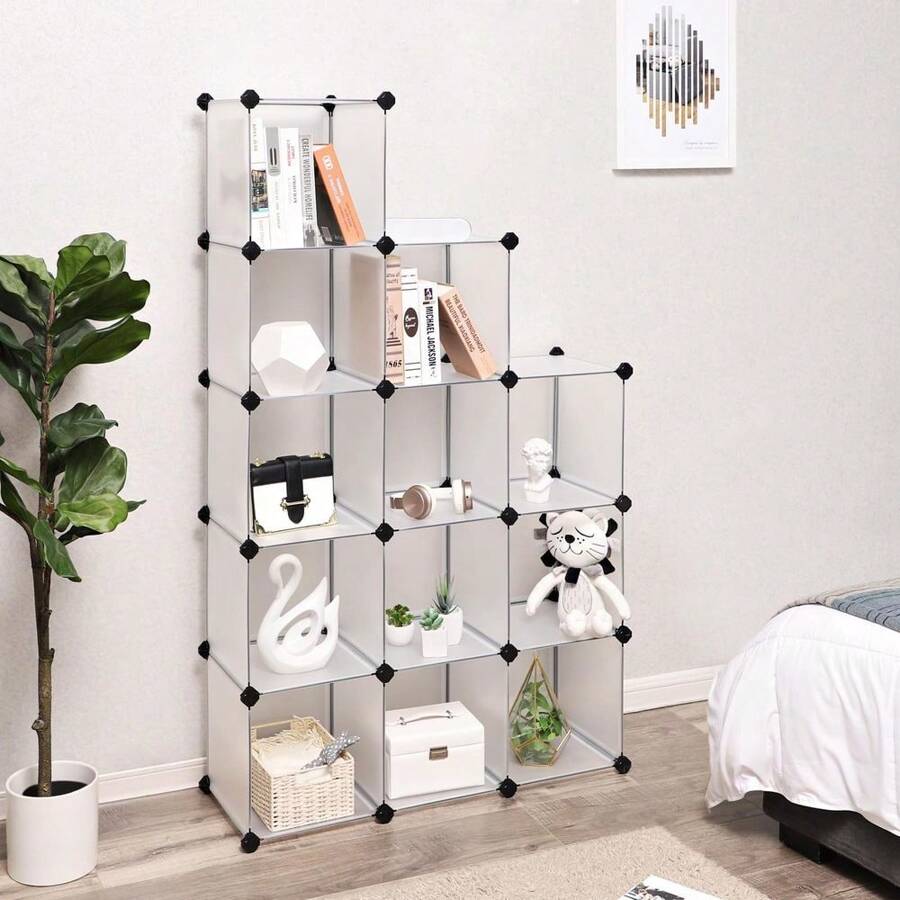 Cube Storage Organizer, Interlocking Plastic Cubes With Divider Design ...