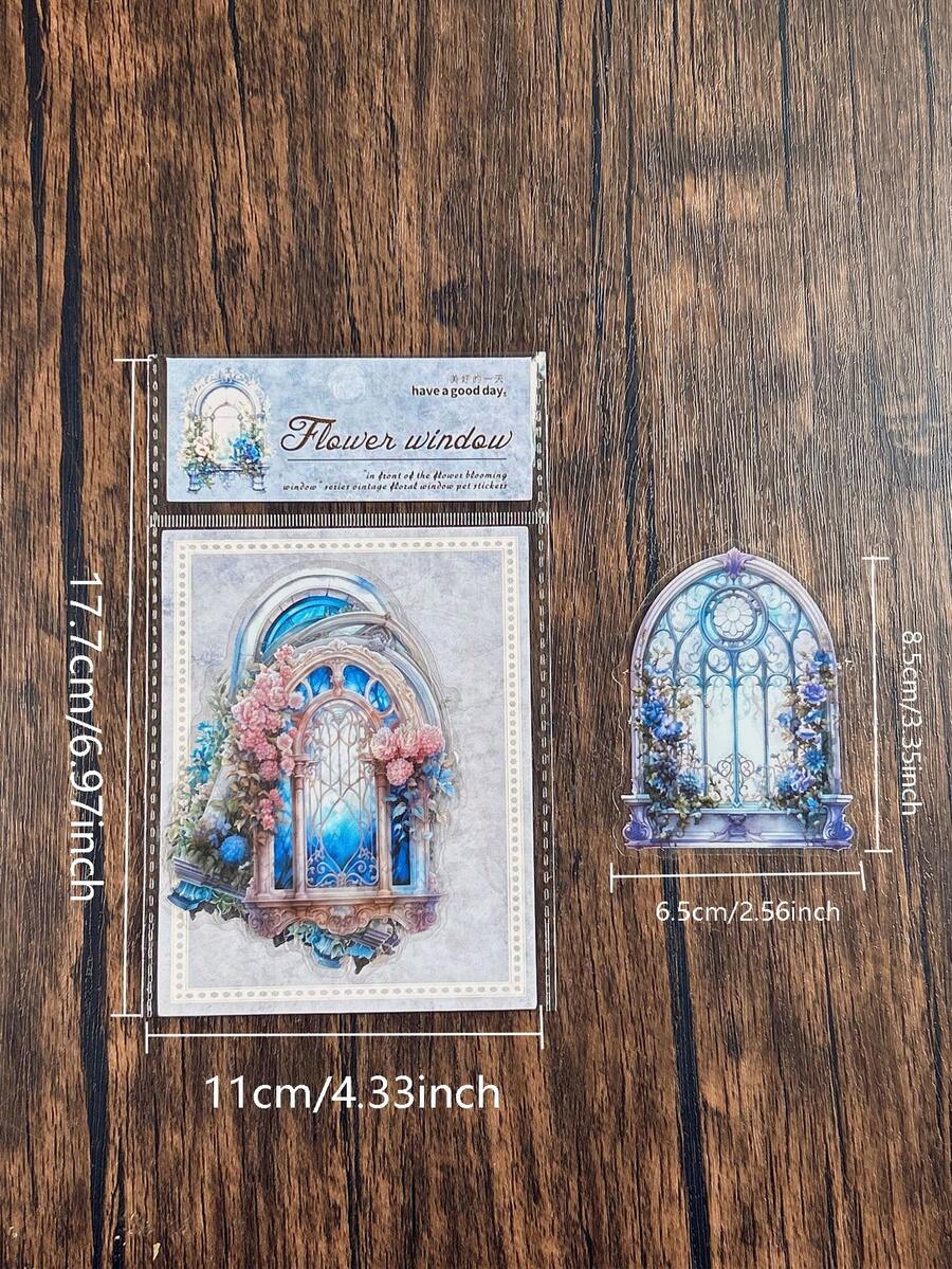 10 Sheets/Pack Vintage Stained Glass Sunset Reverie Hand Account Floral ...