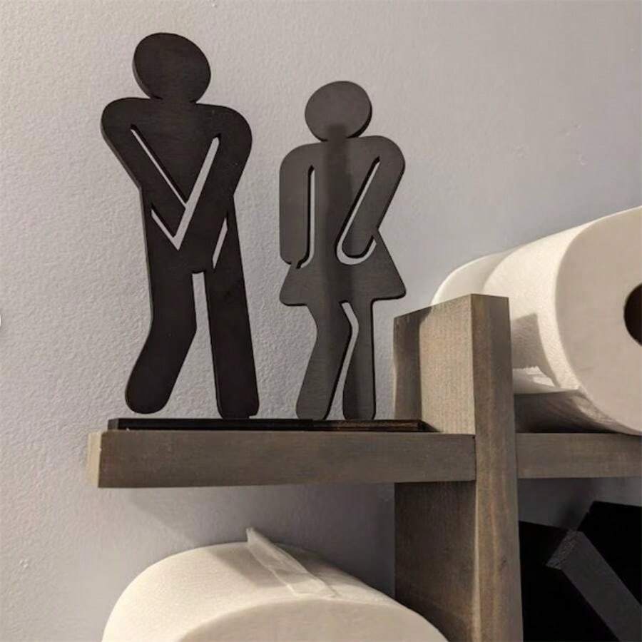 Set Of 2 Standing Bathroom Sign People Laser Cut Restroom Men & Women ...