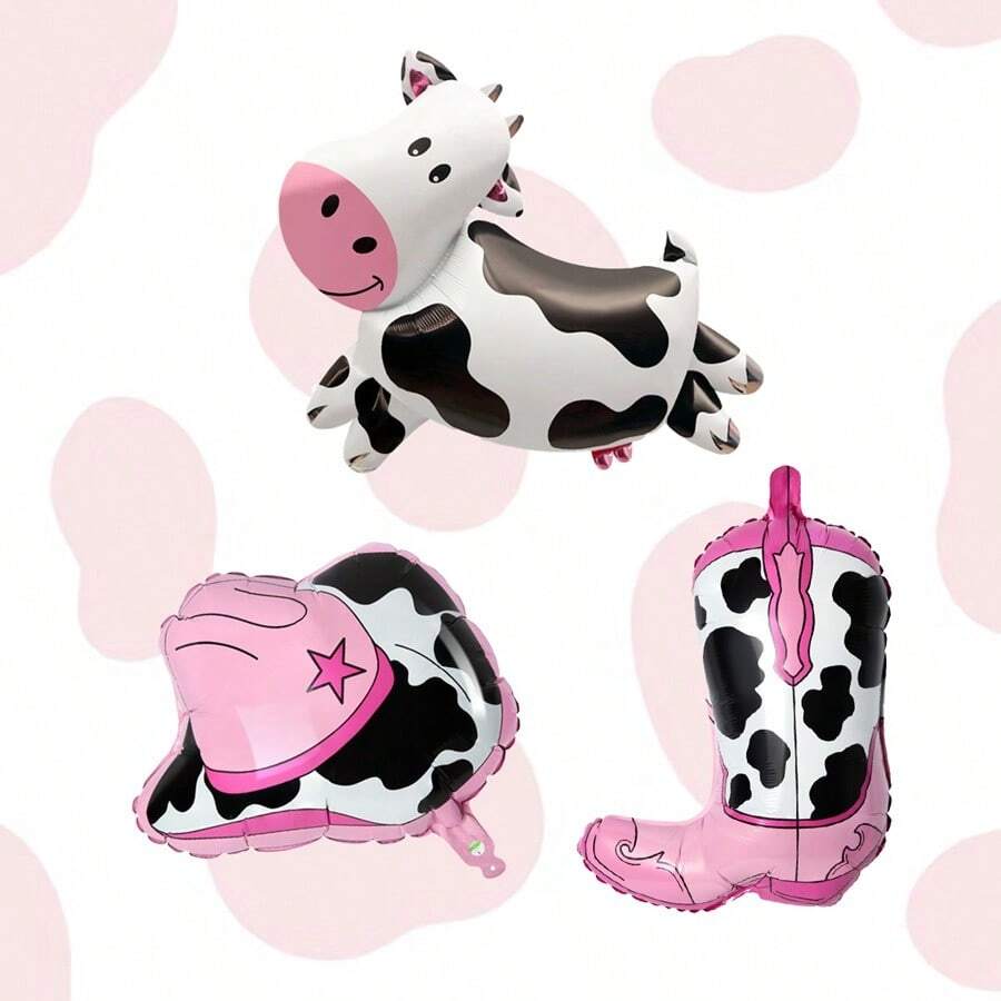 3pcs Cow Balloon Set, Including Cow Balloon, Cowgirl Boot Balloon And ...