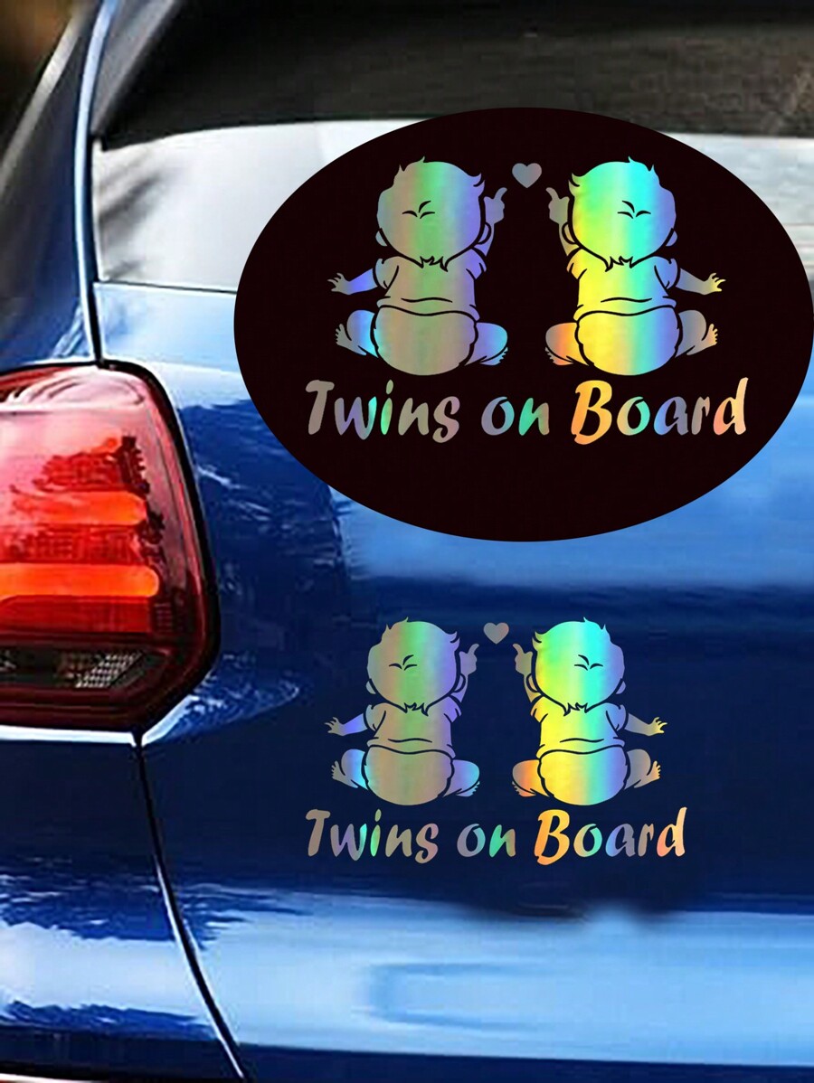 1pc Twins On Board Car Sticker Baby On Board Warning Sign Car Decal ...