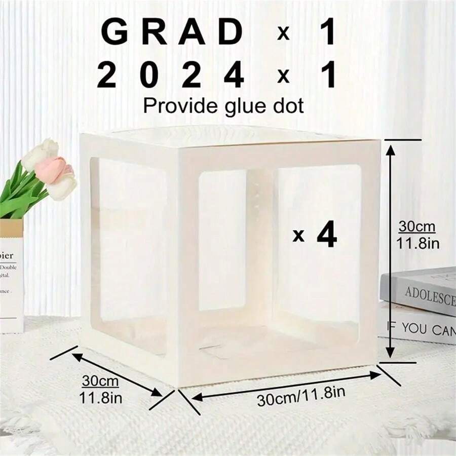 GRAD 2024 Clear Balloon Box Graduation Party Decoration (4pcs Balloon ...