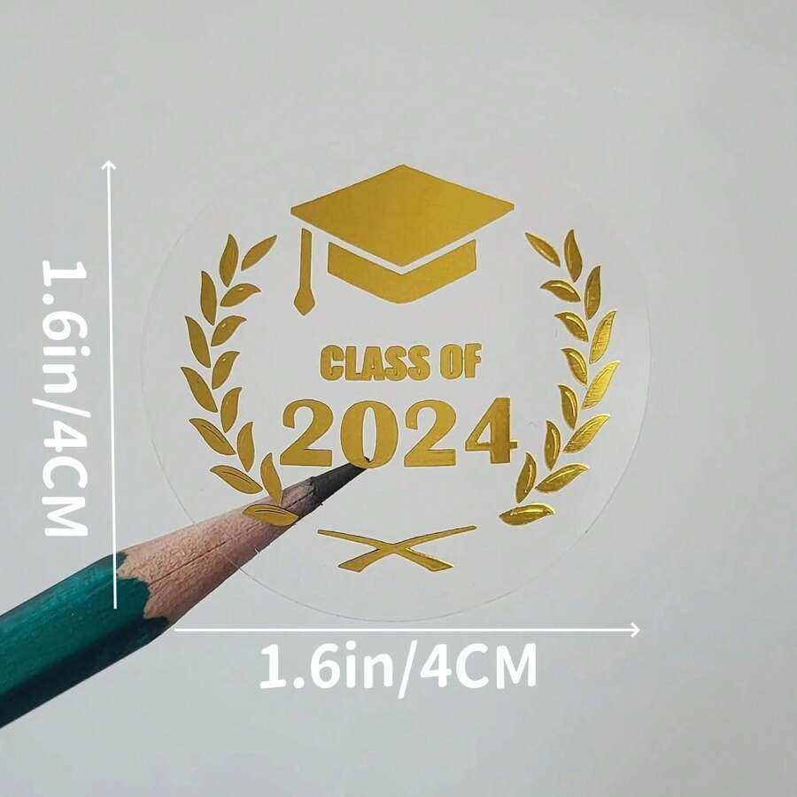 100pcs,Graduation Stickers 2024, Transparent Gold Foil Stickers, Class ...