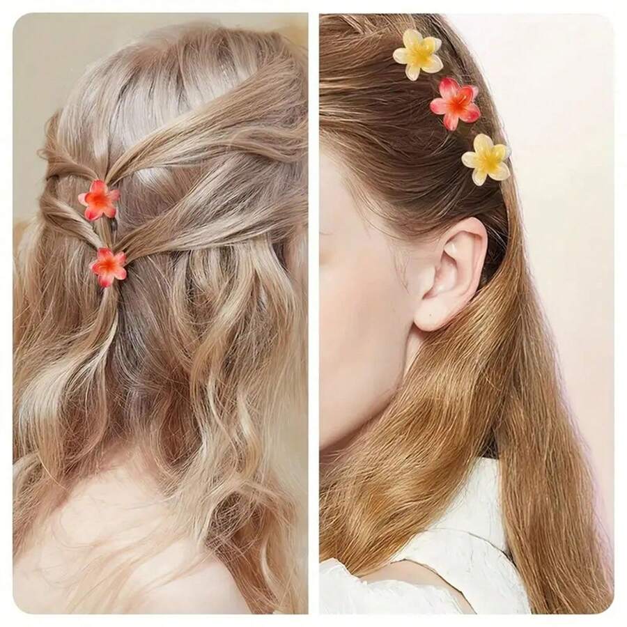 4pcs Sweet And Lovely Flower-Shaped Small Hairpin, Tidying Up Broken ...