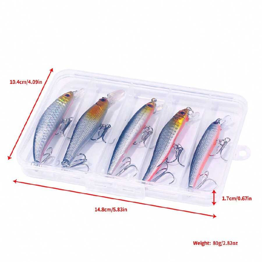 HENGJIA 5 Pieces Per Box Fishing Lures Kit, Minnow Lures Hard Plastic ...