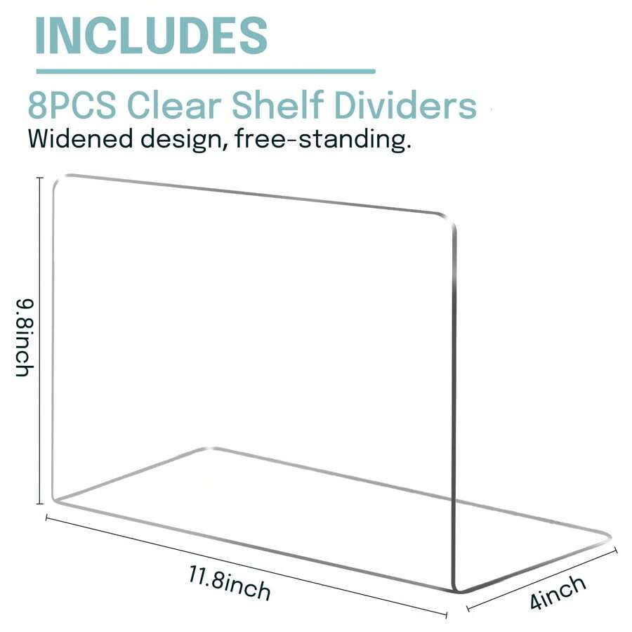 Acrylic Shelf Dividers For Closet Organization: 8 Pack Tall Durable ...
