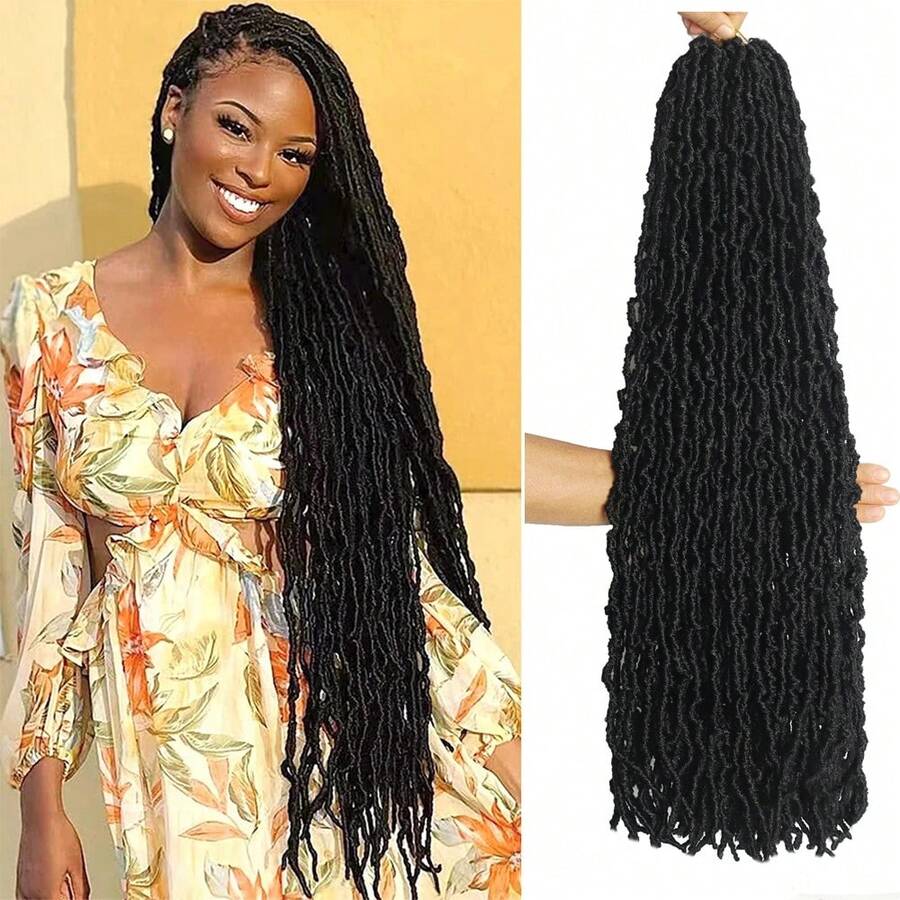 36Inches Faux Locs Synthetic Crochet Braids Hair Curly Wave Soft Locs ...