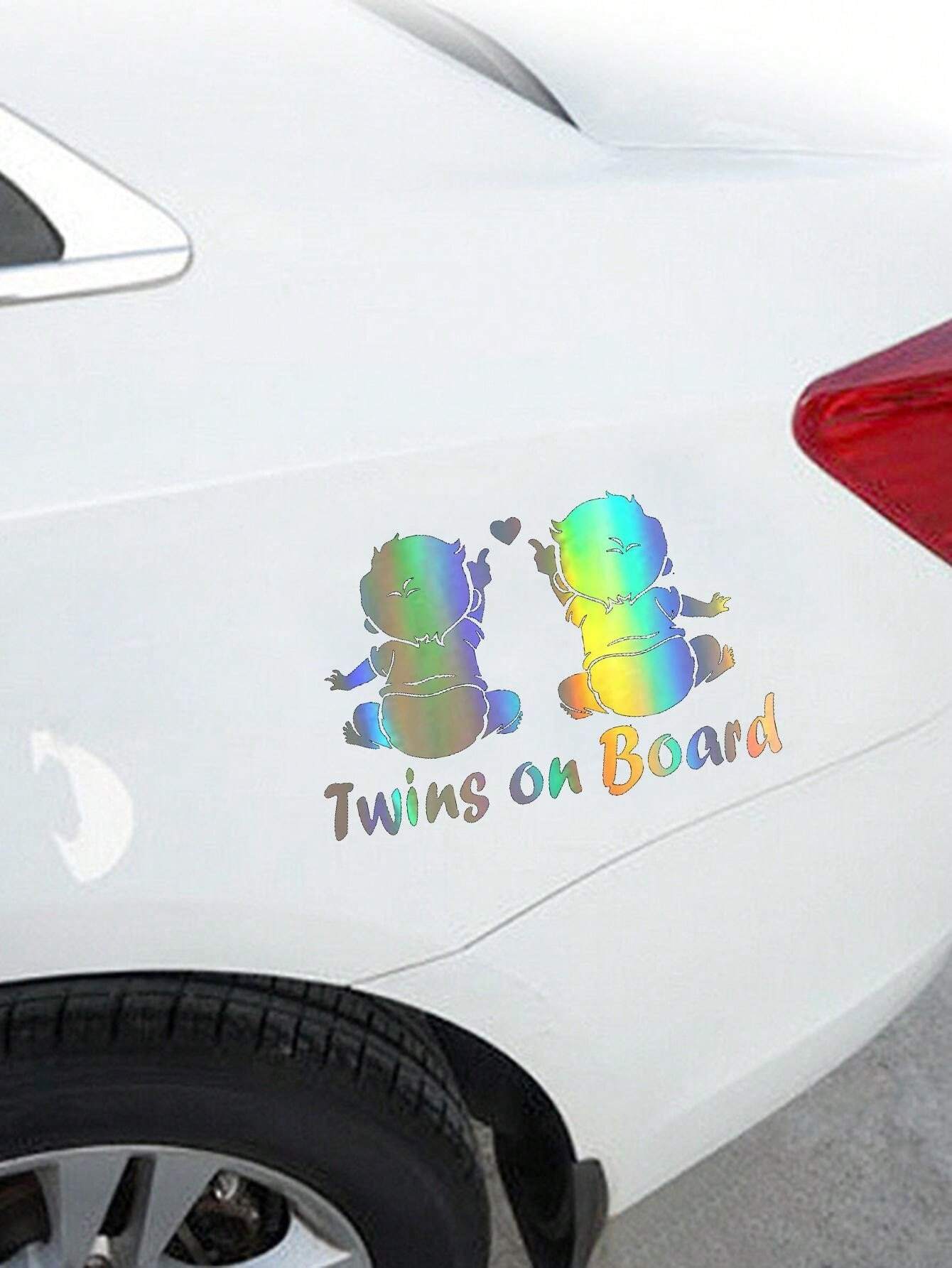 1pc Twins On Board Car Sticker Baby On Board Warning Sign Car Decal ...