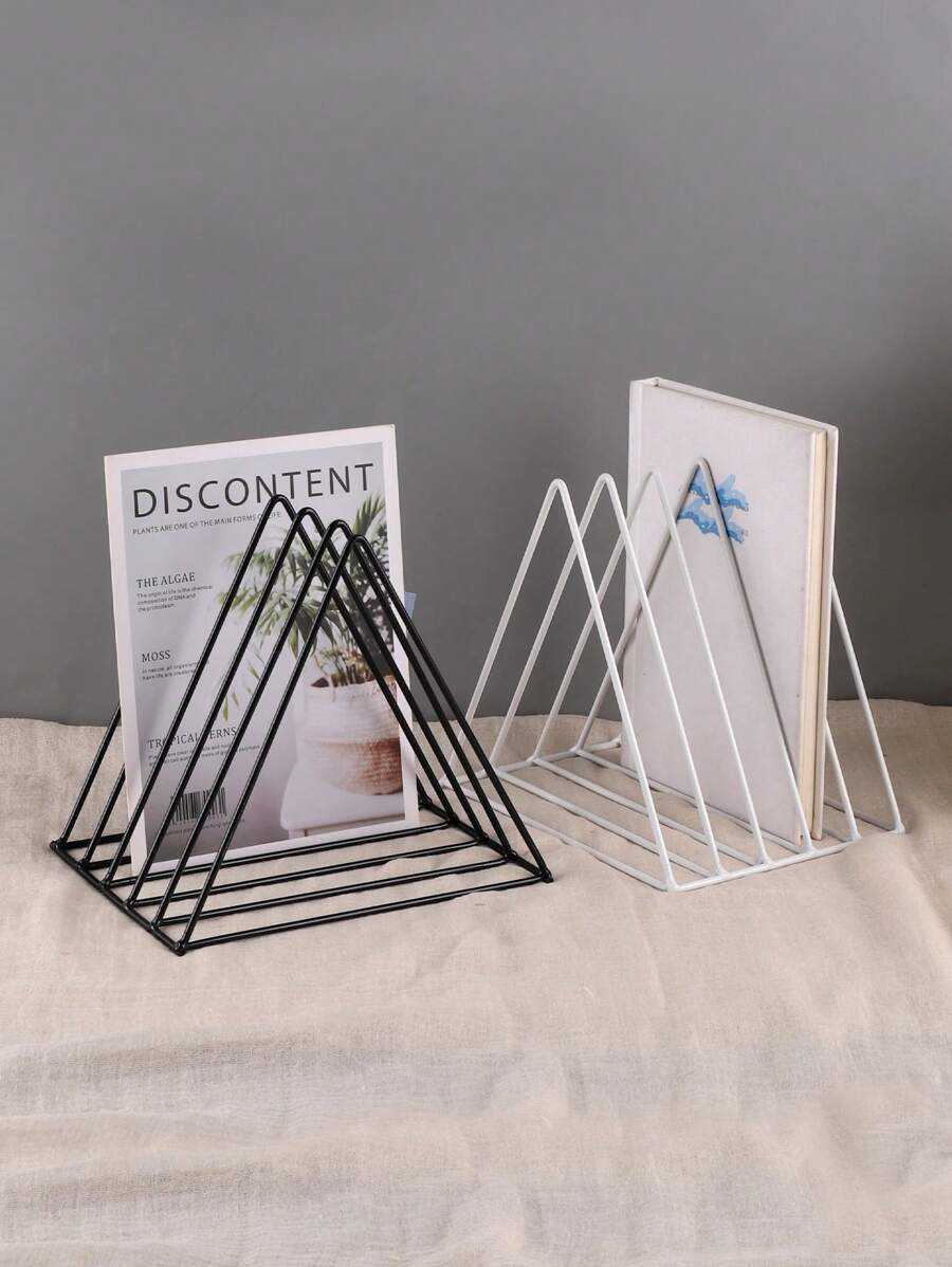 1pc Desktop Iron Triangle Bookshelf, Creative Minimalist Style ...
