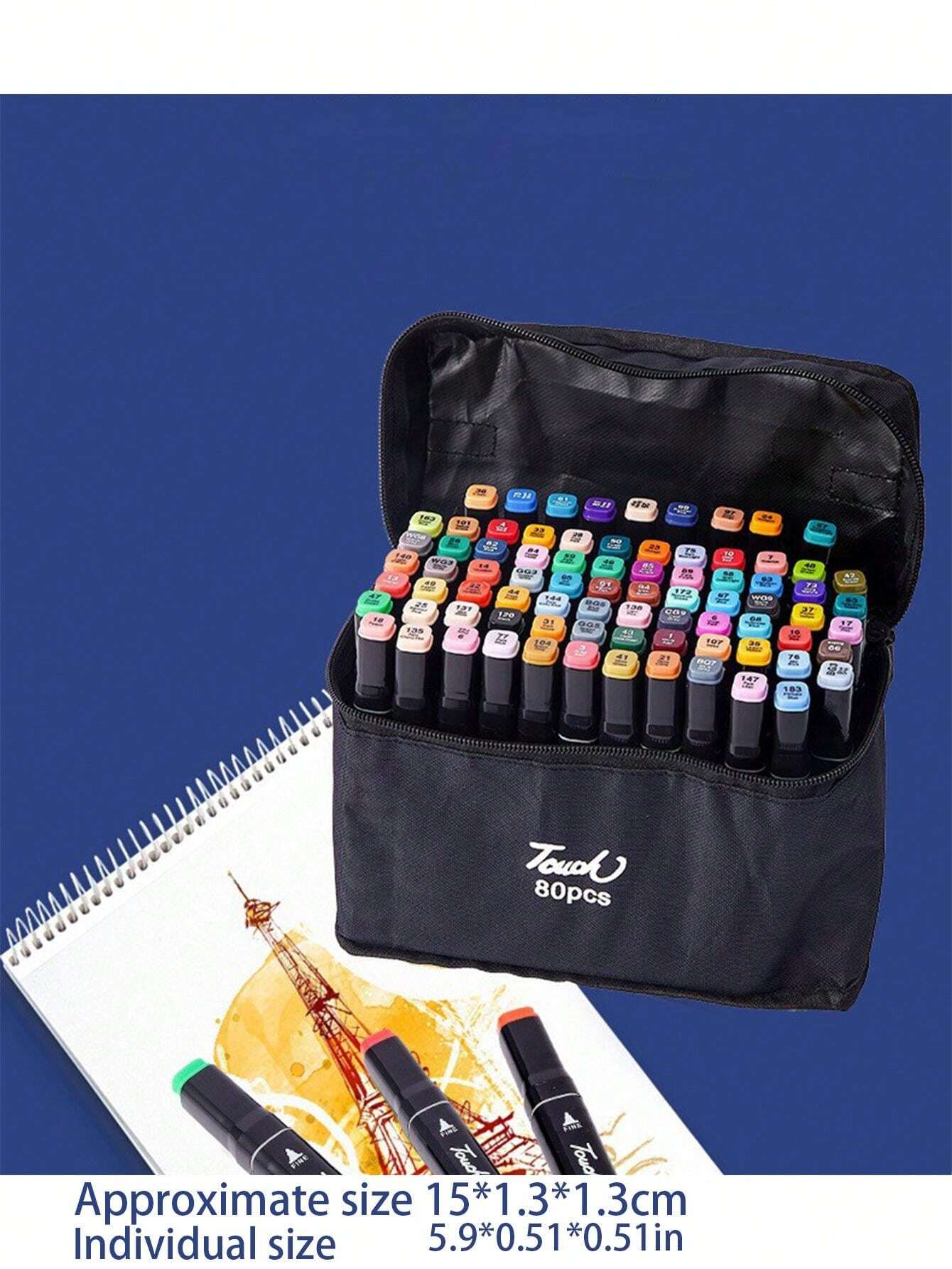 Conjunto de 24 Canetas Marcadoras de Ponta Dupla à base de álcool em 24 ...