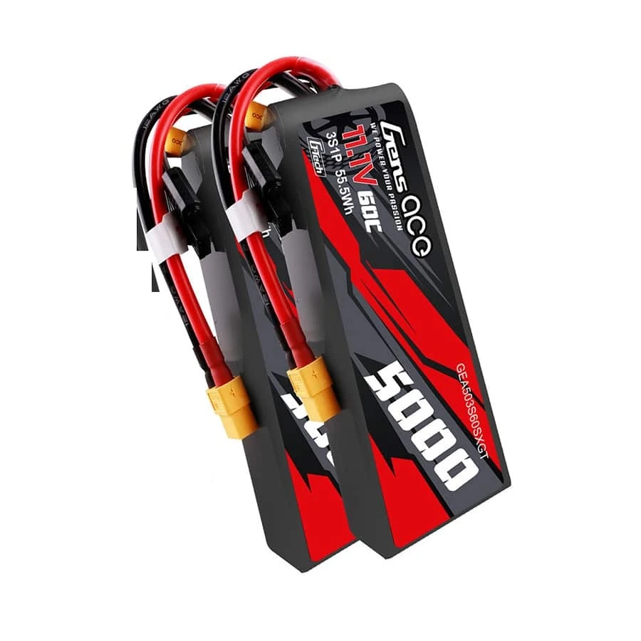 Gens Ace 5000mAh 3S 60C 11.1V Short-Size G-Tech Lipo Battery Pack With XT60 Plug*2 + Imars Mini ...