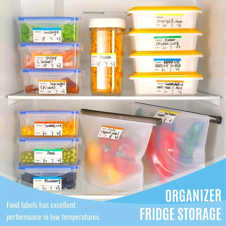 100pcs Colorful Freezer Labels Food Storage Stickers, Removable Fridge ...