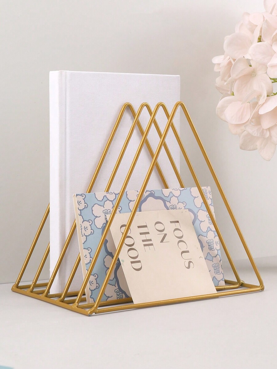 1pc Desktop Iron Triangle Bookshelf, Creative Minimalist Style ...