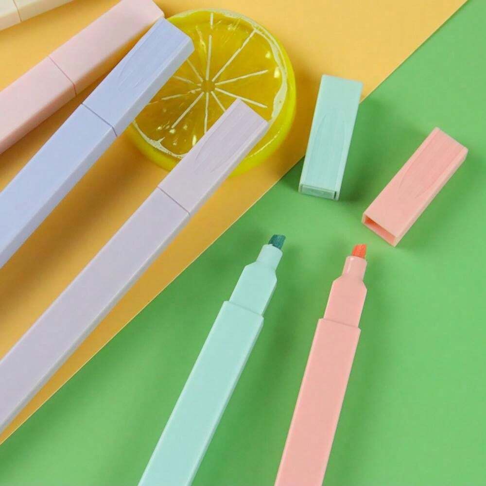 6 Pack Morandi Aesthetic Square Highlighters, Gentle And Soft Chisel ...