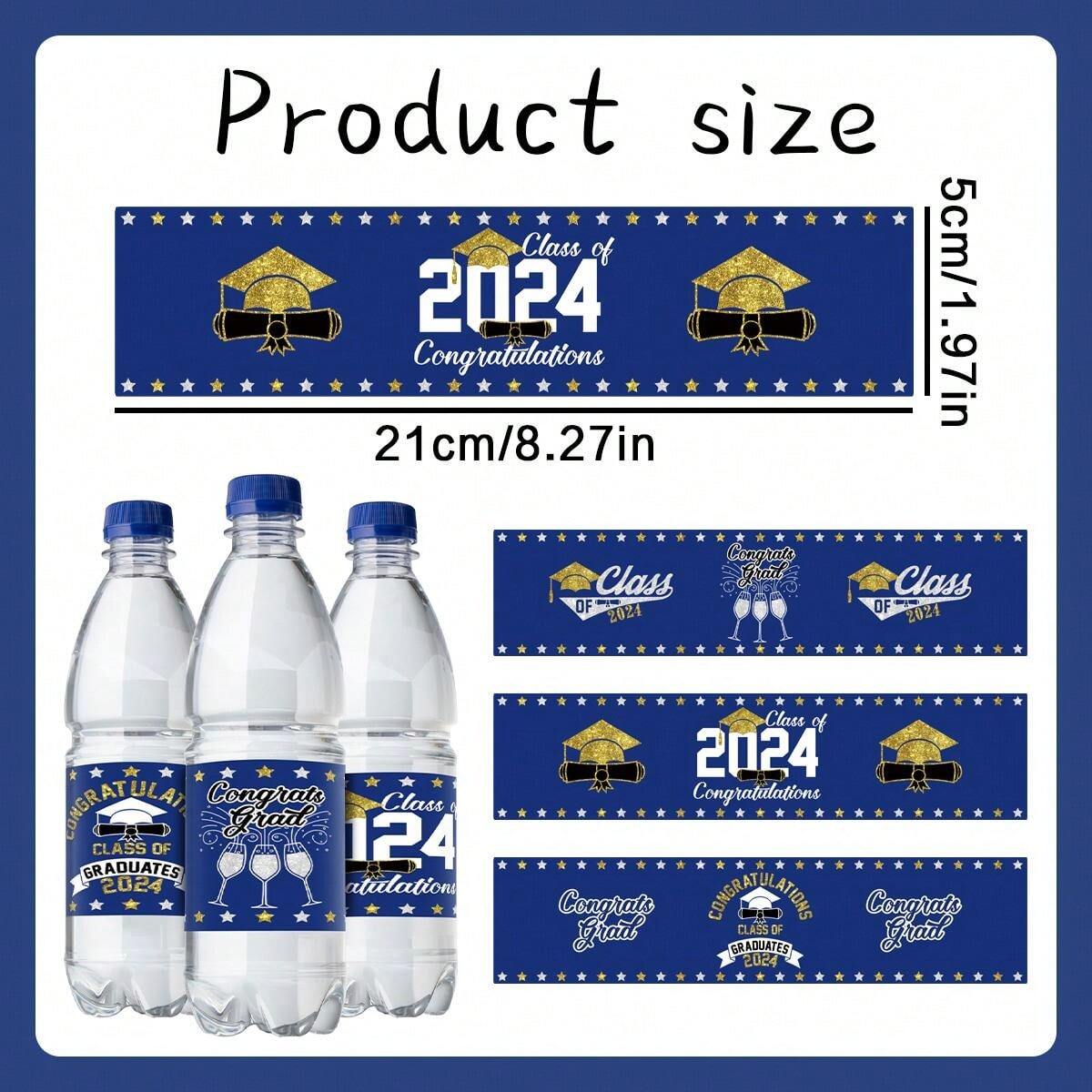 15pcs Graduation Water Bottle Labels, Class Of 2024 Water Bottle Label ...
