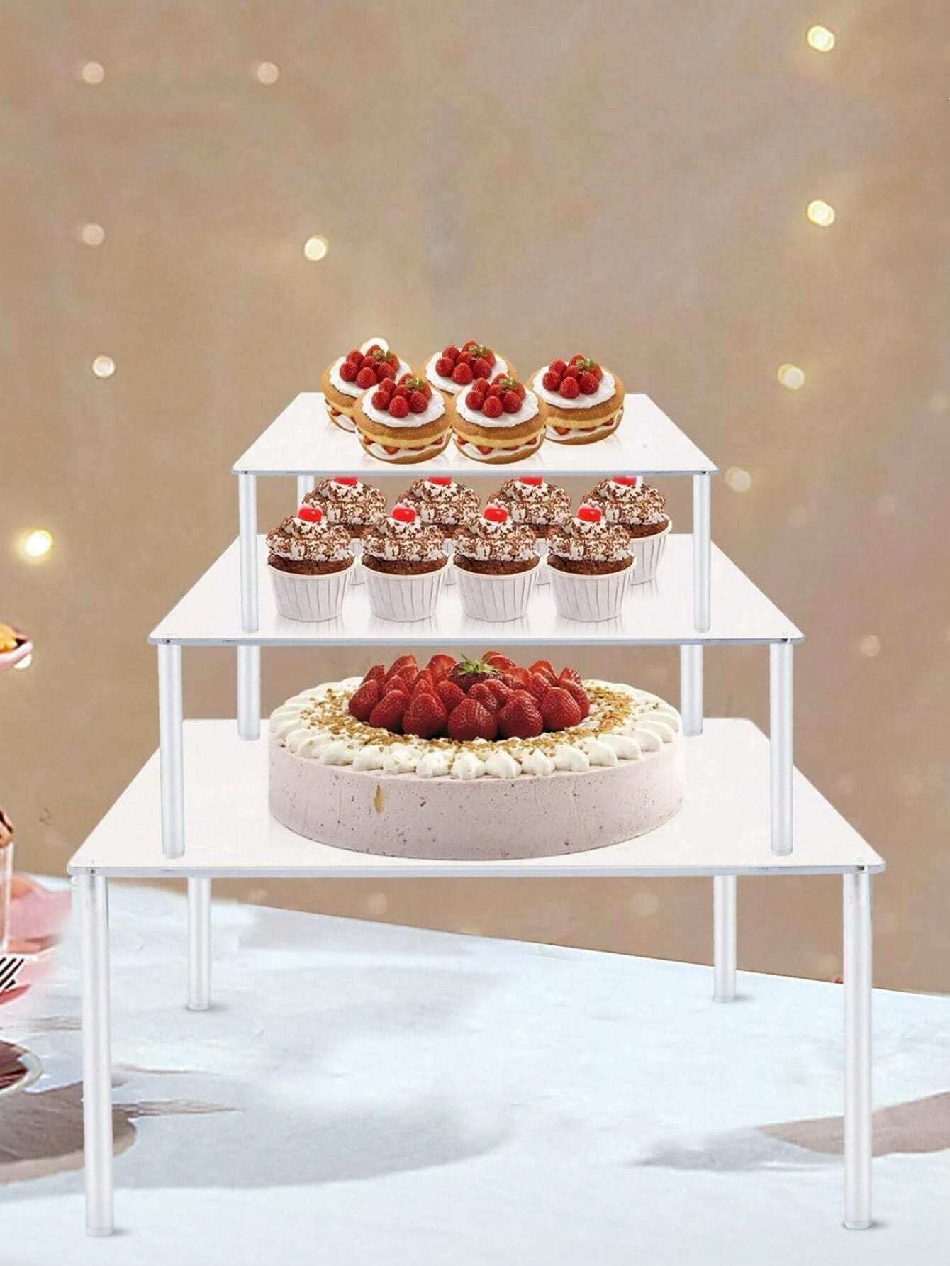 3pcs Acrylic Cake Stand, Clear Cupcake Display Stand Set For Dessert ...