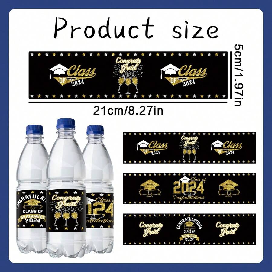 15pcs Graduation Water Bottle Labels, Class Of 2024 Water Bottle Label ...