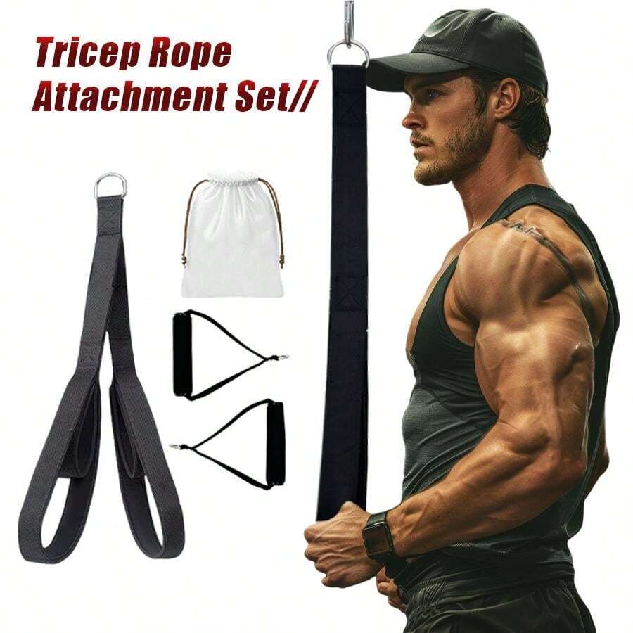 Tricep Rope Attachment Set, Comes With 2 Foam Handles And A Storage Bag ...