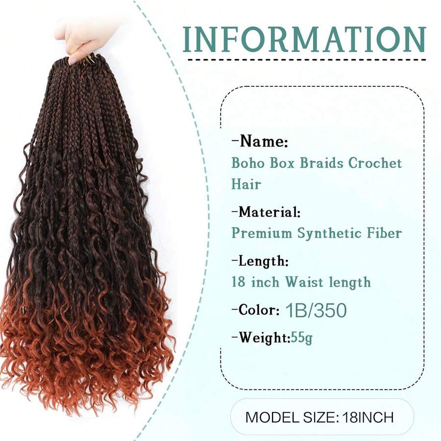 18 Inch Boho Box Braids 1 Pack Goddess Box Braids Crochet Hair Bohemian ...
