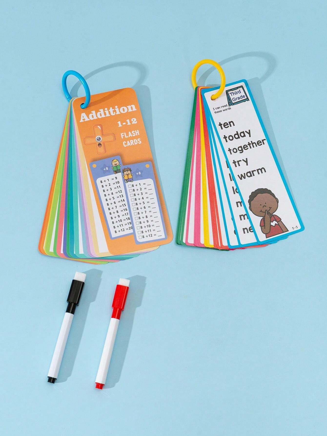 1set 16pcs High Frequency Word English Flash Cards With Ring/Learning ...