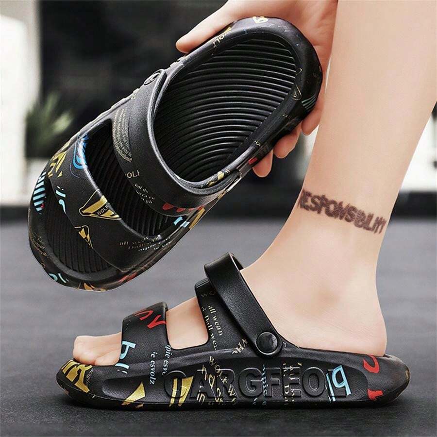 Sandálias masculinas 2024 Novas chinelos da moda, dois modos de uso ...