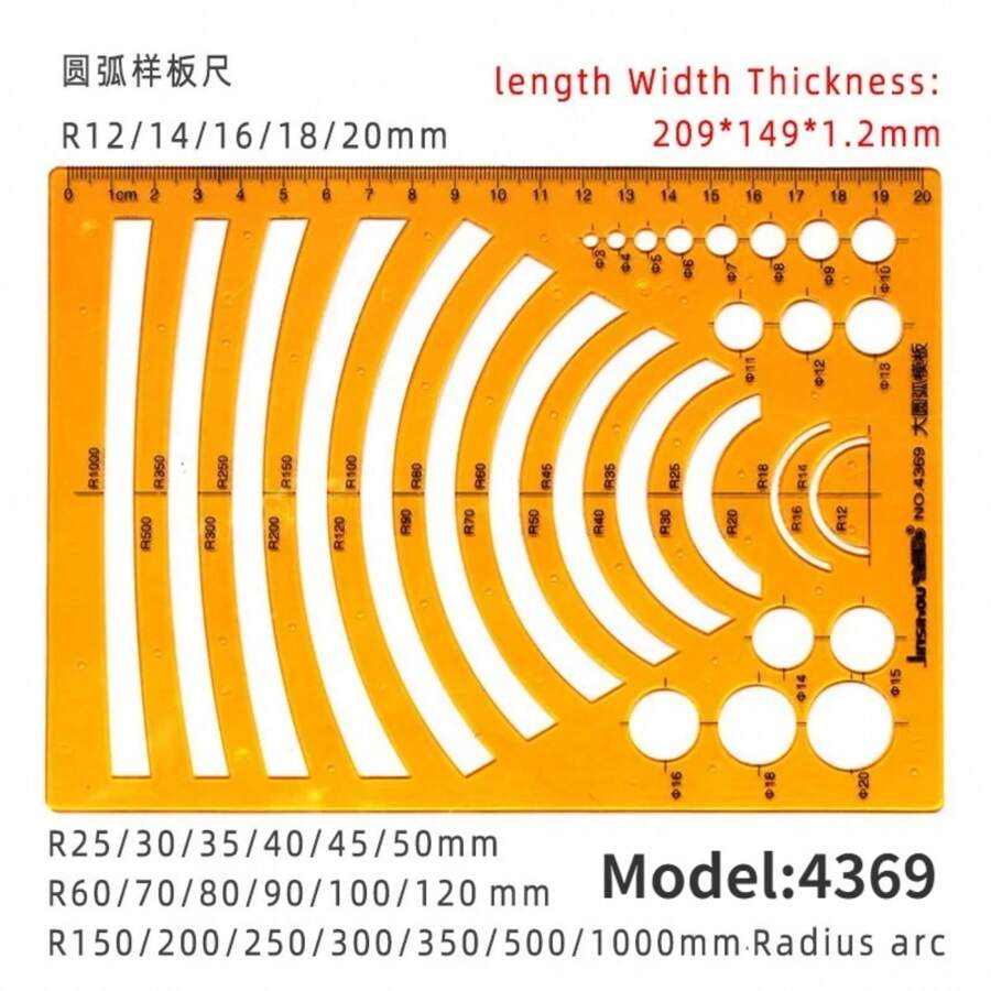 Template Measuring Ruler Circular Oval Ruler K Resin Drawing Design ...