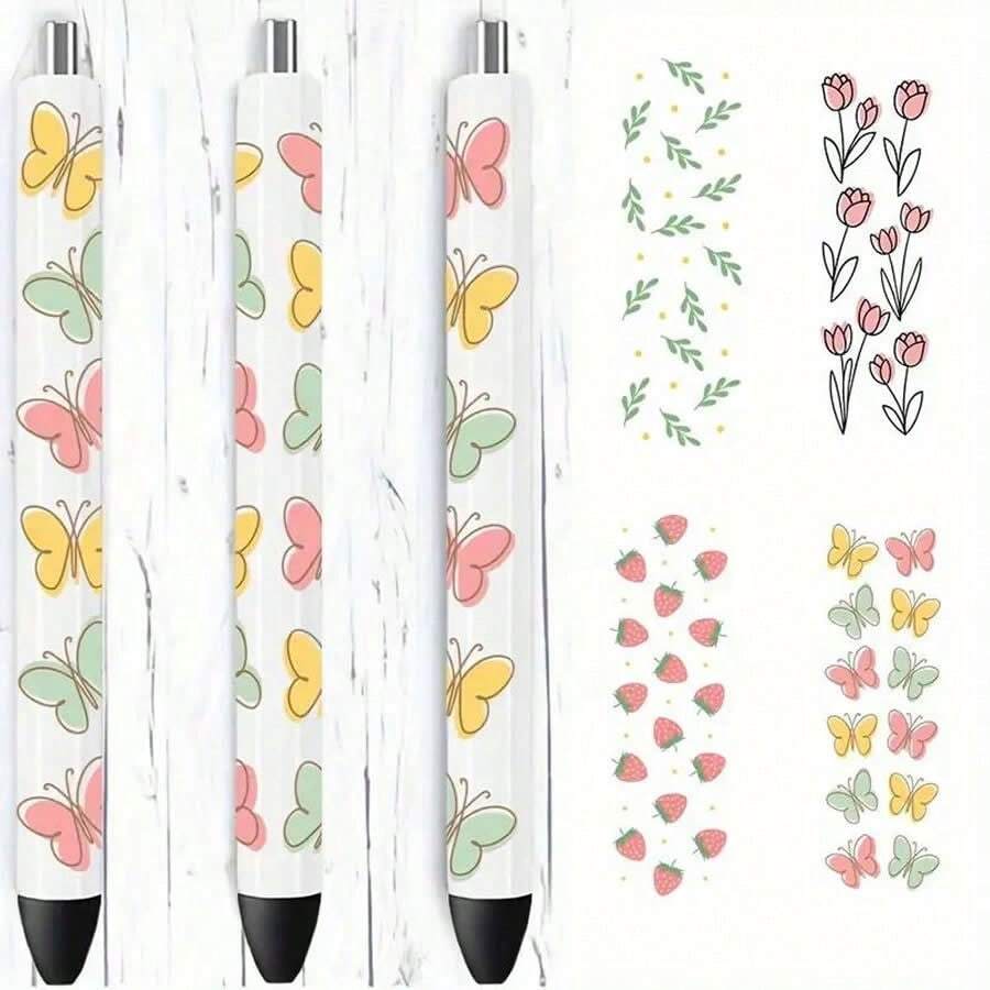 12pcs UV DTF Pen Wrapping Decals, UV DTF Spring Flower Butterfly ...