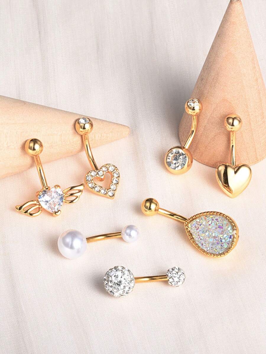 3-7Pcs Belly Button Ring Dangle Surgical Steel Belly Rings 14G 10mm ...