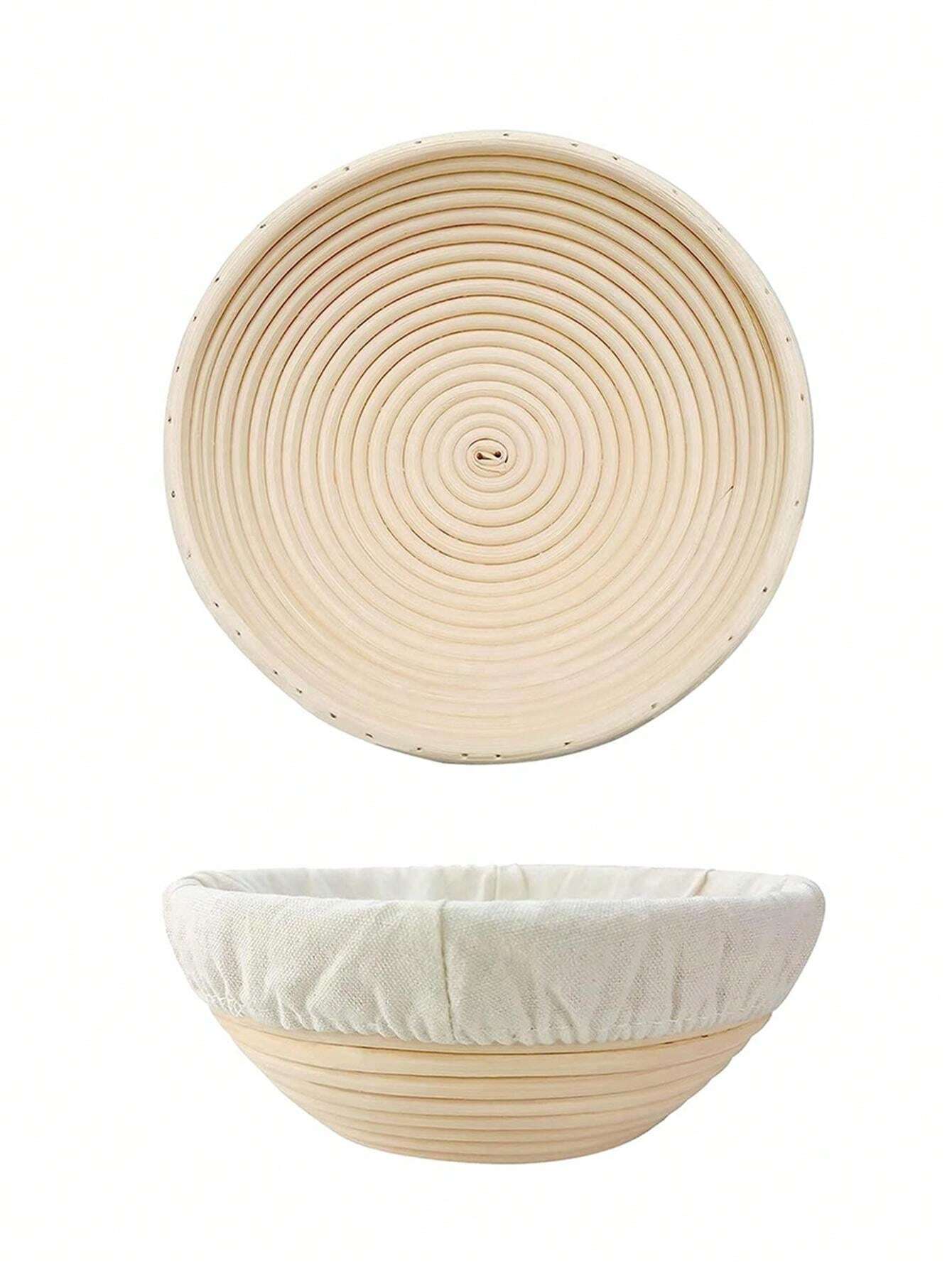 Round Weaving Bowl, Bread Proofing Basket With Liner Cloth, Banneton ...