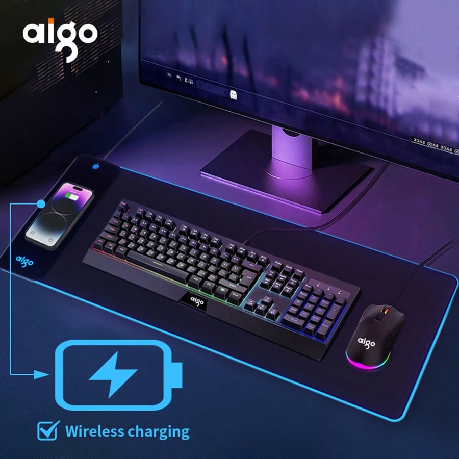 aigo Aigo Extra Large 800*300mm Game Mouse Pad Computer Notebook Computer Mouse Pad RGB Wireless ...
