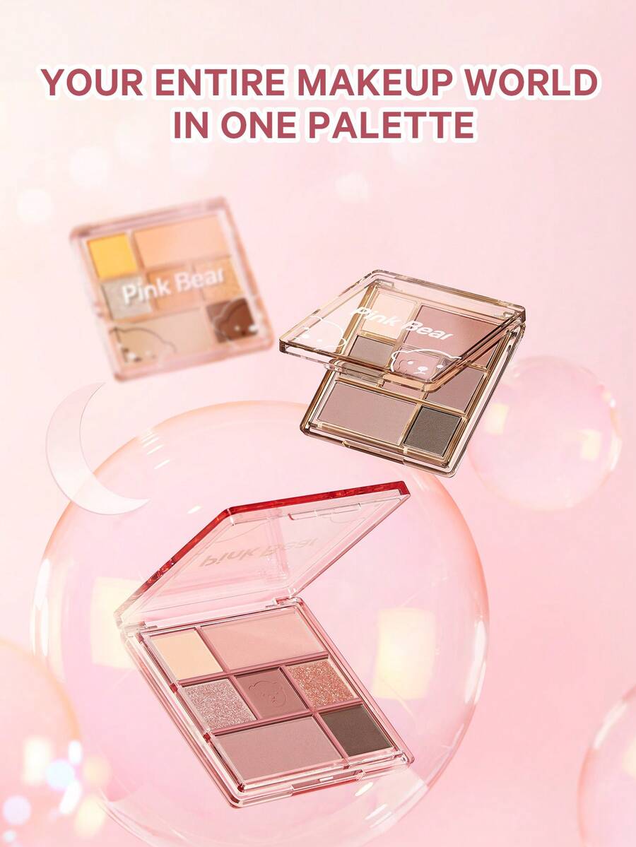 Pink Bear 7ألوان ظلال عيون باللمعة المطفأة طقم للتظليل والألوان ...