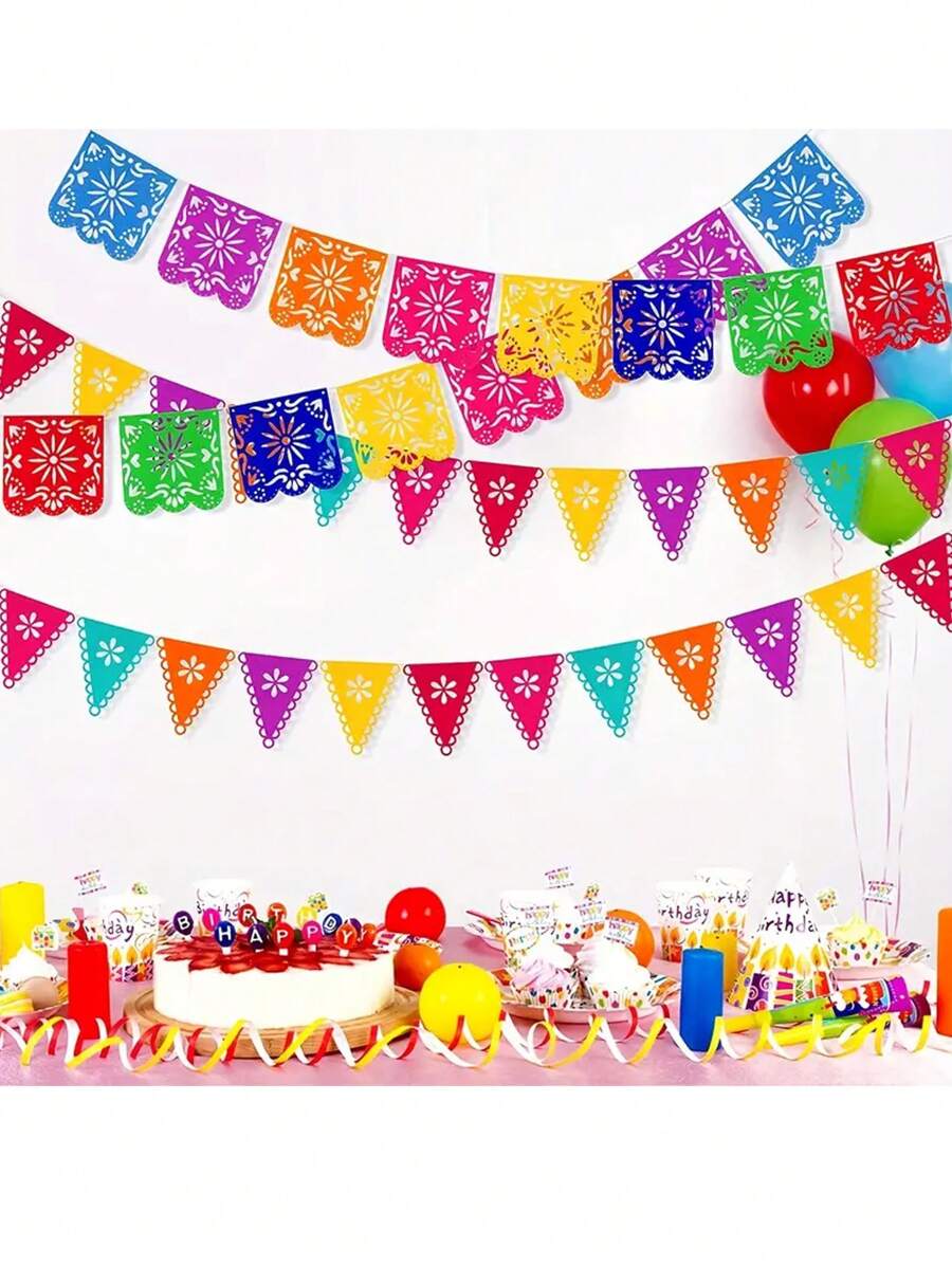 8pcs/Set Mexico Carnival Banner, Pinata Theme Celebration Party Garland ...