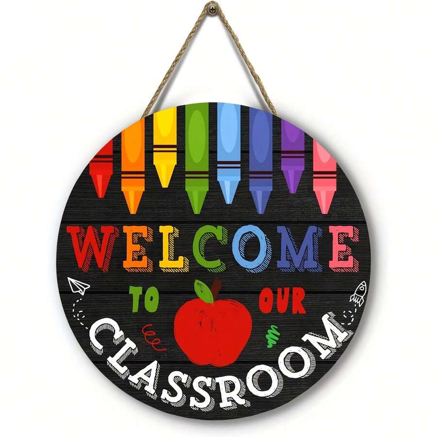 Welcome To Our Classroom Door Sign Wooden Teacher Classroom Door Signs ...