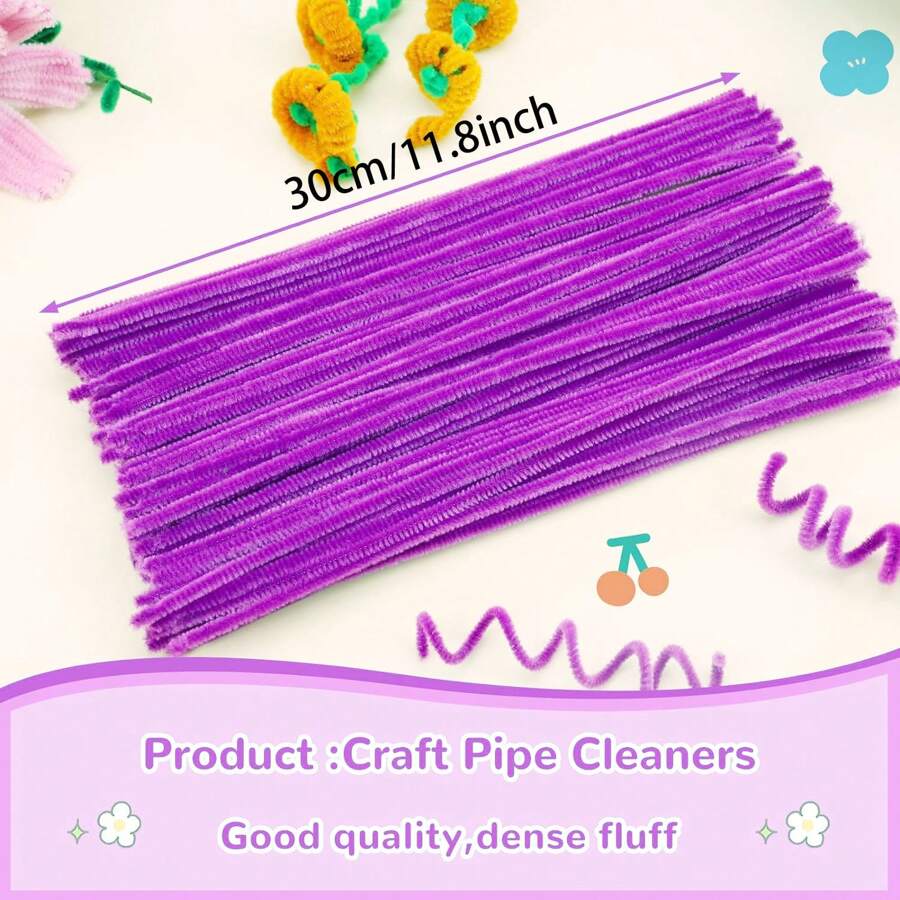 100pcs Pipe Cleaners, Colorful Chenille Stems, Macaron Color Series ...