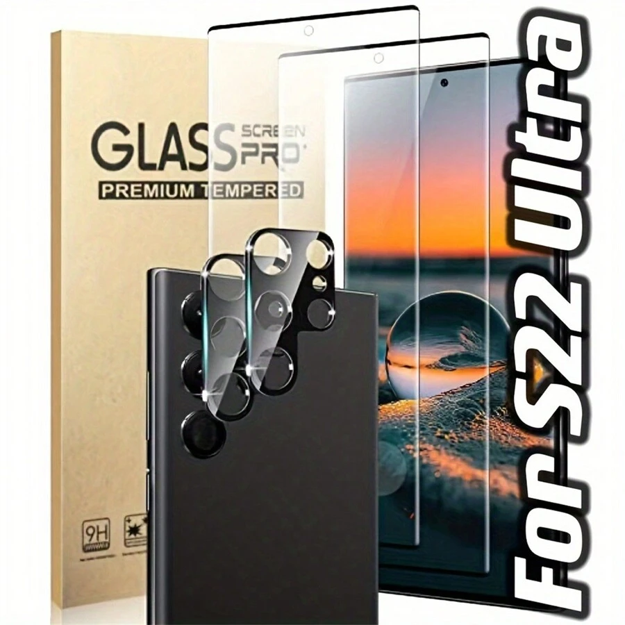 [2+2 Pack] For Galaxy S22 Ultra 5G Screen Protector, HD Clear 9H ...